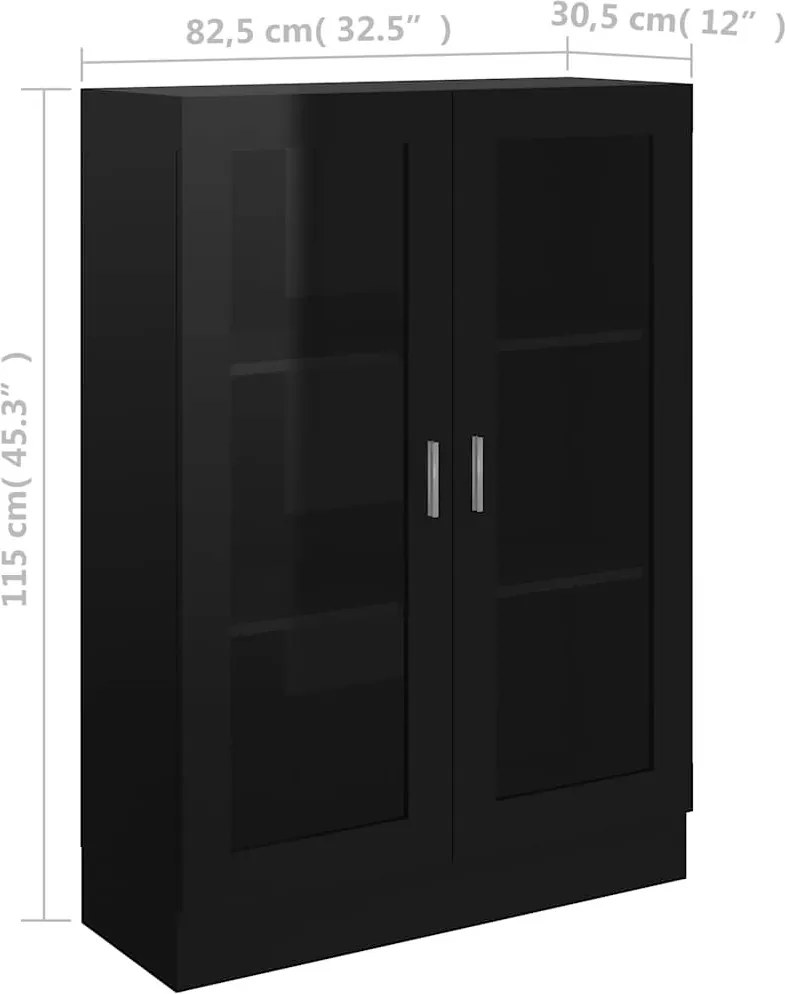 vidaXL Vitrína 82,5 x 30,5 x 115 cm kompozitní dřevo [802755] Barva: Černý dub