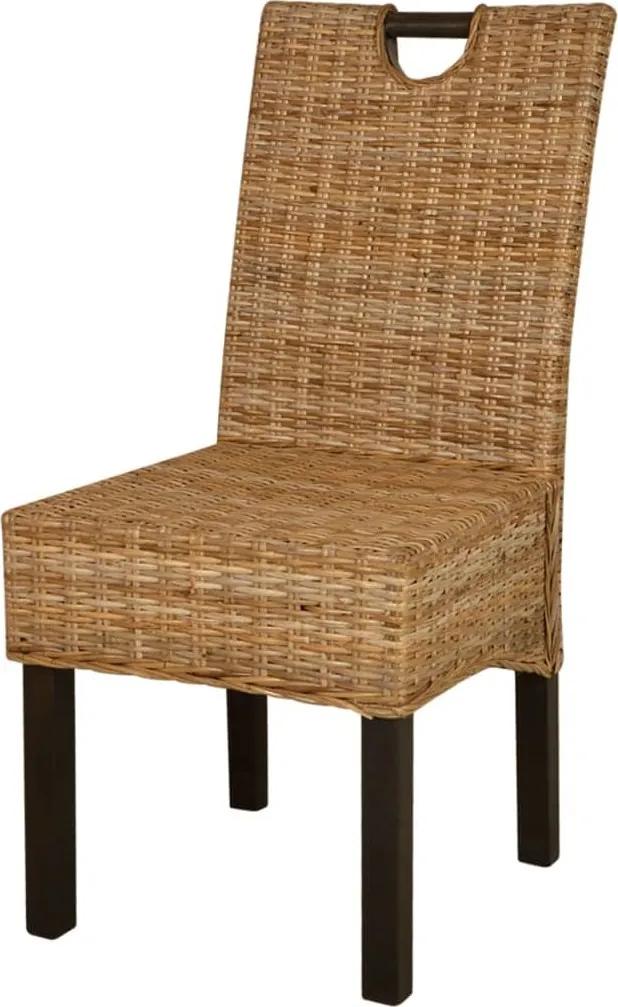 vidaXL Jídelní židle 2 ks ratan kubu a mangovníkové dřevo [243638]