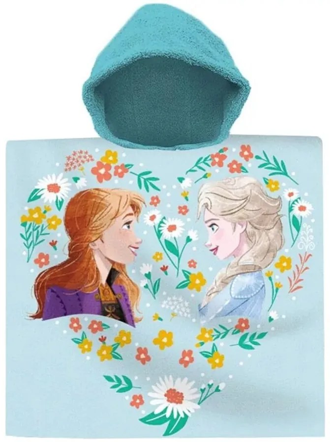 Koupací pončo - osuška s kapucí Ledové království - Frozen - motiv Anna a Elsa - 60 x 120 cm