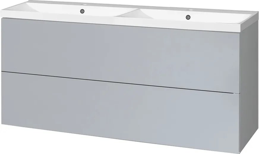 Mereo Mereo, Aira, koupelnová skříňka s umyvadlem z litého mramoru 121 cm, bílá, dub, šedá, CN733M