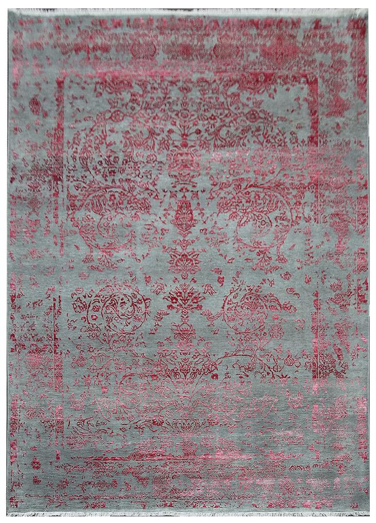 Diamond Carpets koberce Ručně vázaný kusový koberec Diamond DC-JK ROUND Silver/pink Rozměry koberců: 365x457