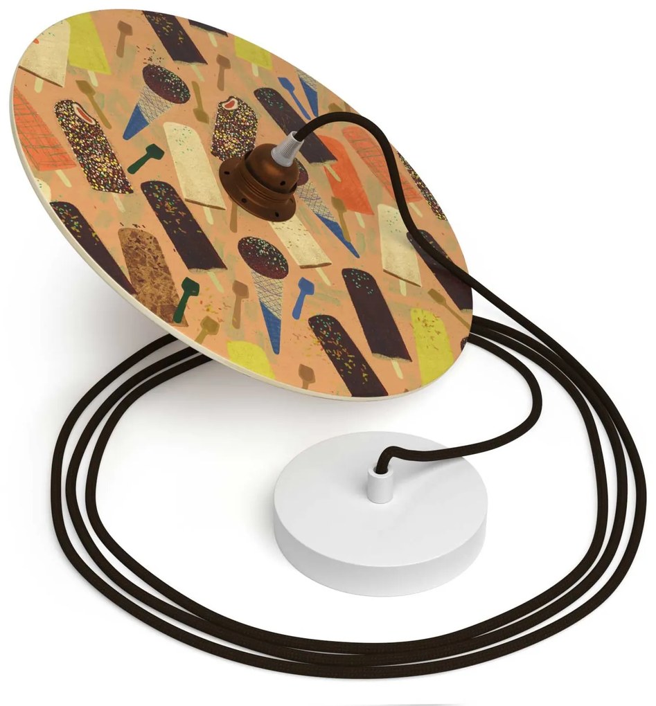 creative cables Závěsná lampa s textilním kabelem, dřevěným stínidlem pemberly pond a kovovými detaily Barva: Guilia Zoavo