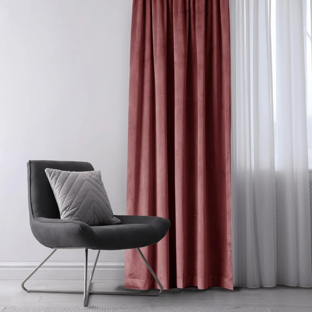 Růžový sametový dimout závěs 140x270 cm Eyelets – Restilo
