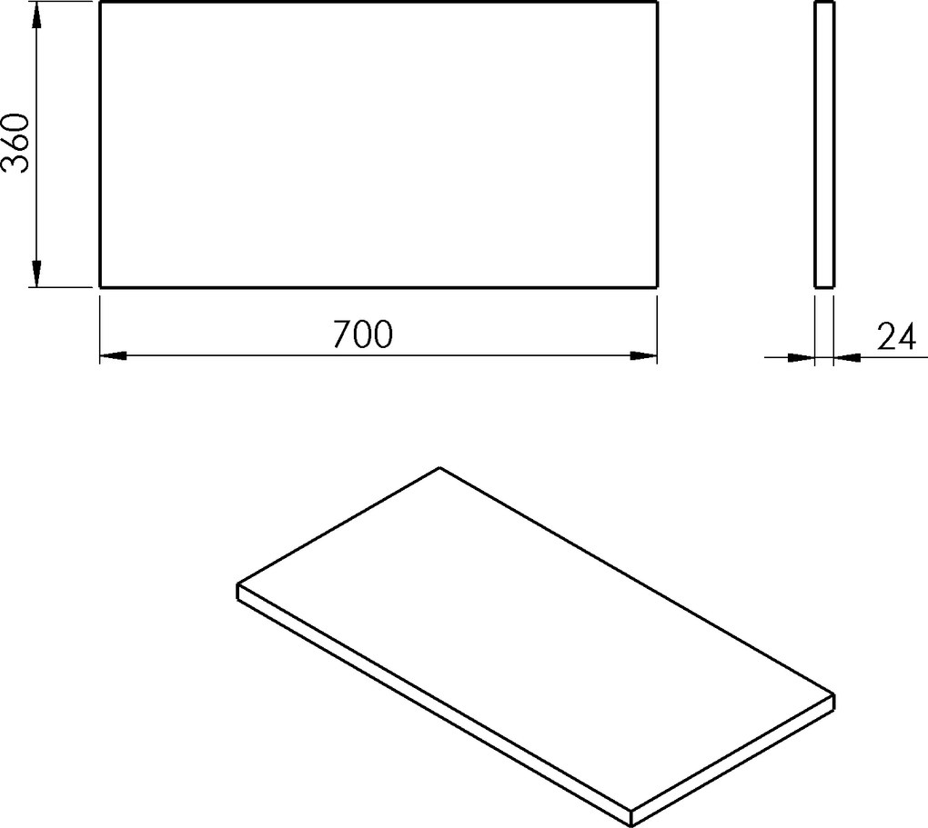 Sapho PLATO deska Rockstone 700 x 24 x 360 mm bílá mat PL076-0101