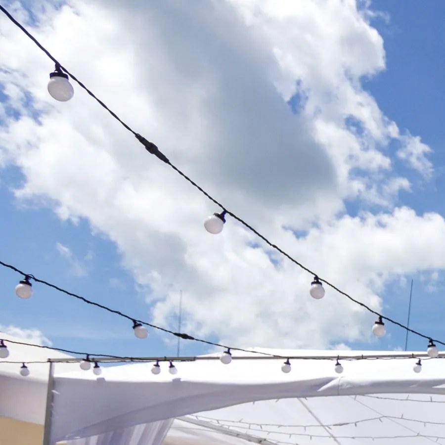 Easy Fix LED party osvětlení, 5 m, venkovní, 10 kouliček, 70 ledově bílých diod, černý kabel, IP67, prodlužovací