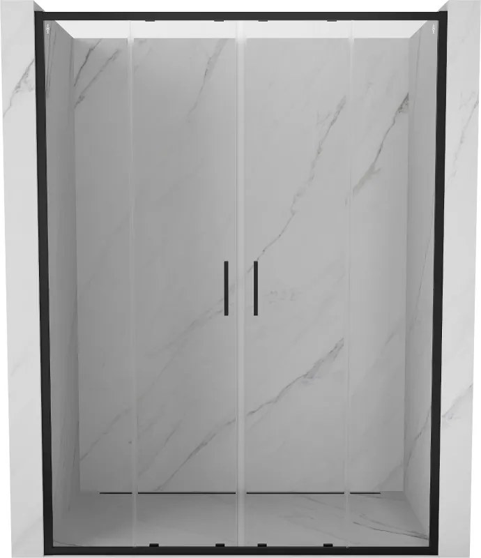 Mexen Exo, 2-křídlé posuvné 150x200 cm, 6mm čiré sklo, černý profil, 8152-150-000-70-00