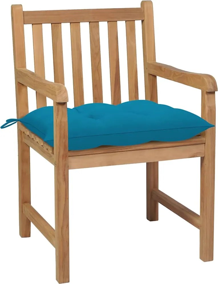Zahradní židle 8 ks světle modré podušky masivní teak 3073077