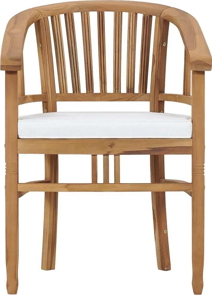 vidaXL Zahradní židle 2 ks masivní teakové dřevo [49430] Barva: Hnědá a krémová