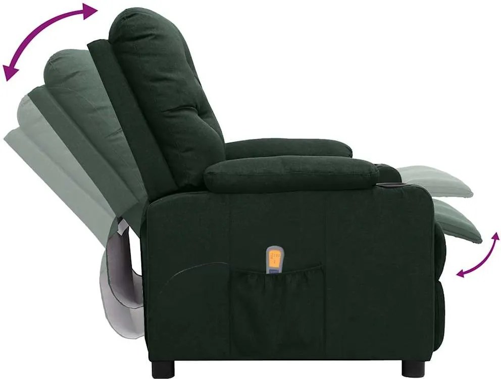 Masážní křeslo tmavě zelené textil 339118