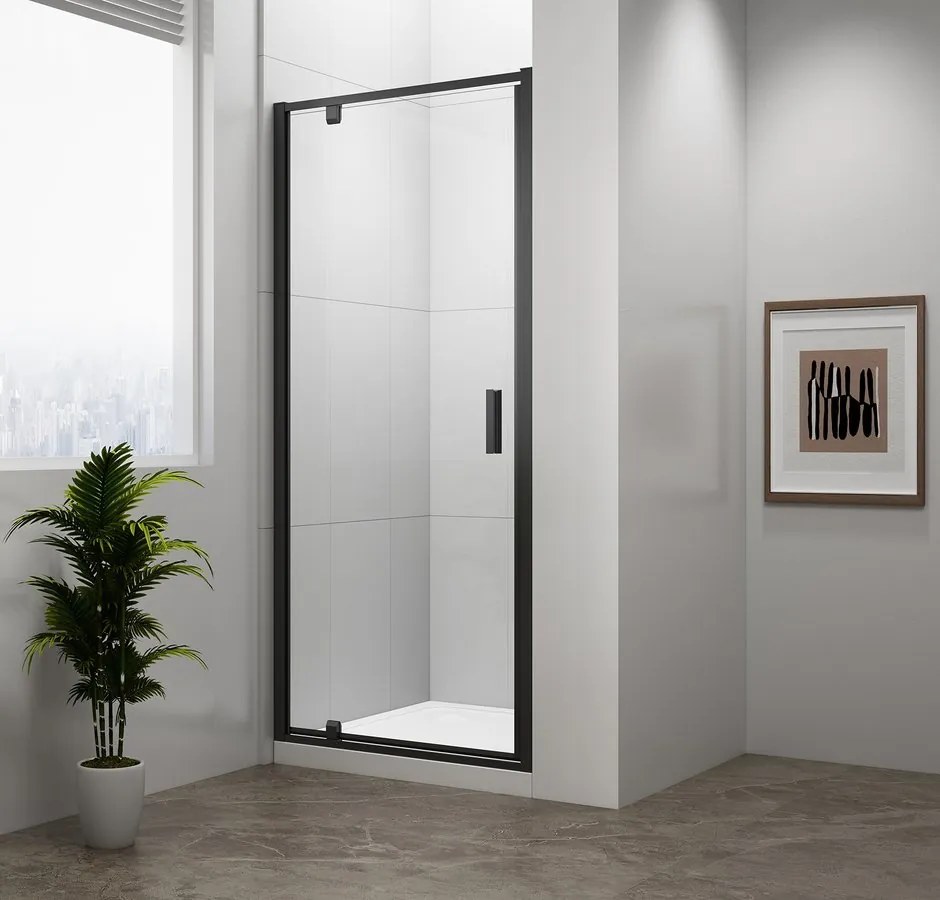 Polysan Polysan, EASY BLACK otočné sprchové dveře 880-1020mm, čiré sklo, EL1715B