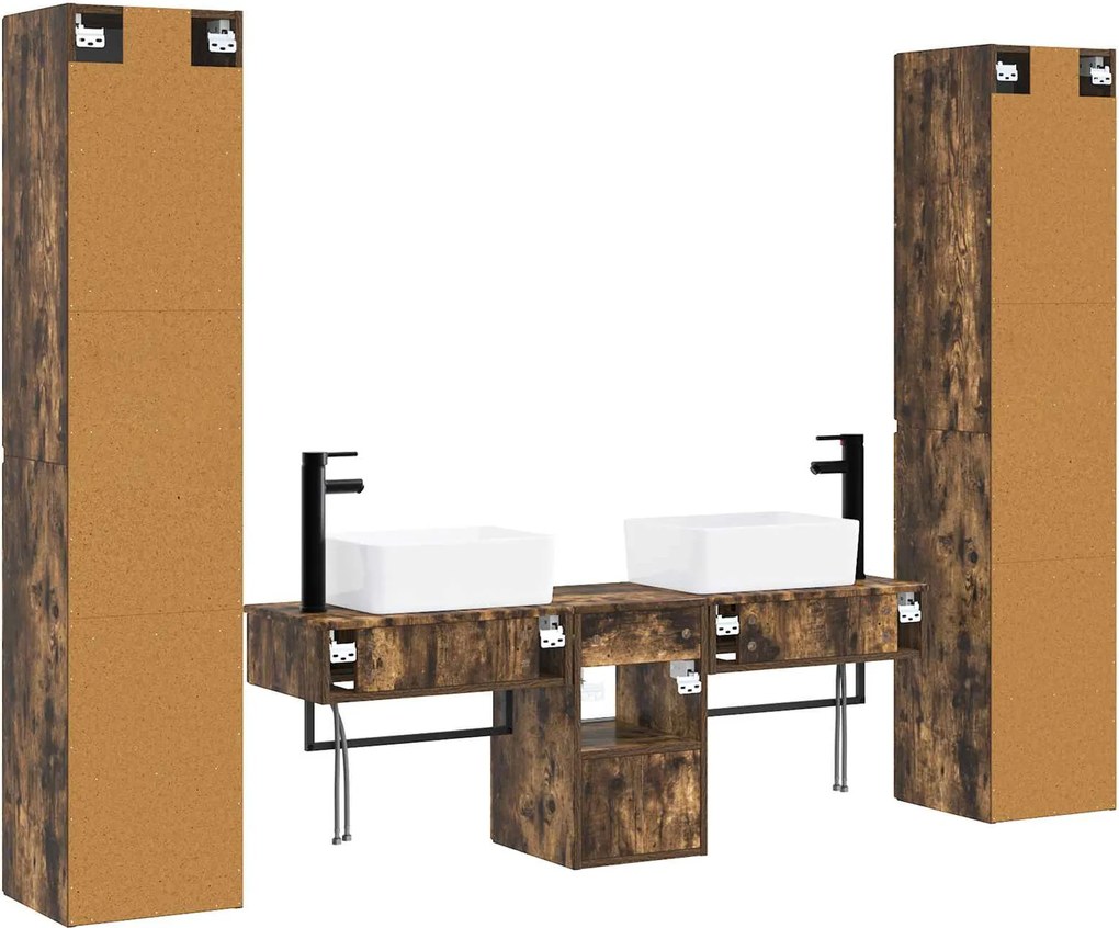 Sada koupelnového nábytku 5 ks Kouřový dub 33 x 34,5 x 160 cm 3406018