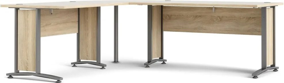 Rohové pracovní místo Modulo 200 x 230 cm, dub sonoma / šedá