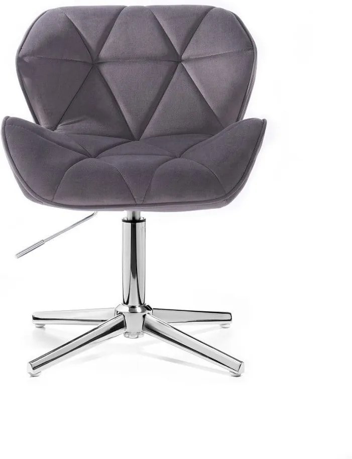LuxuryForm DESIGN Otočná židle MILANO VELUR na stříbrném kříži - tmavě šedá