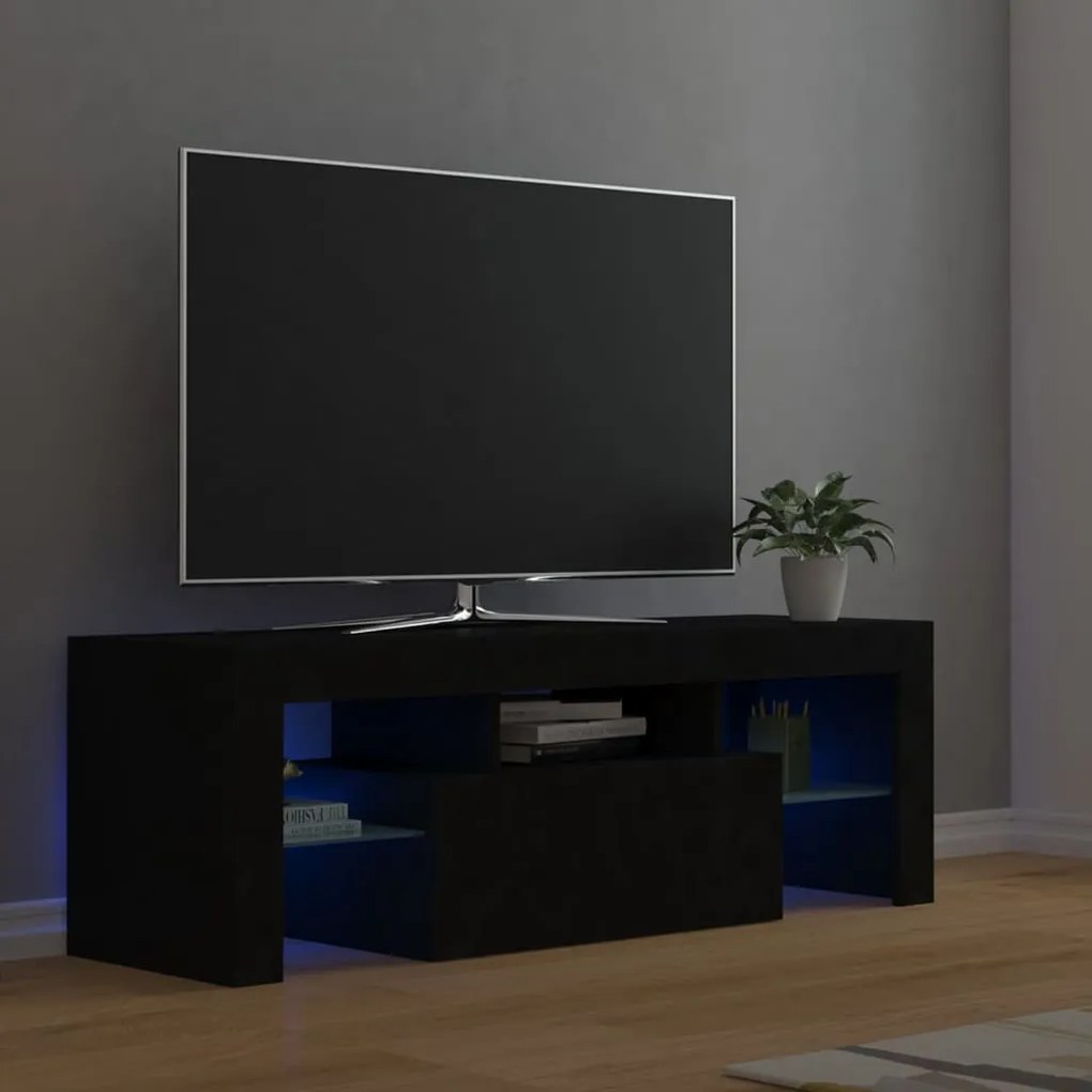 804347 vidaXL TV skříňka s LED osvětlením černá 120x35x40 cm