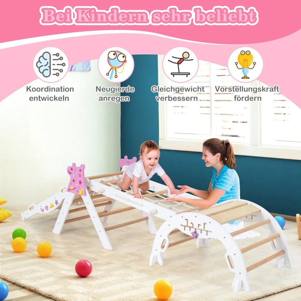 Costway Sada 4 9-in-1 prolézačka se skluzavkou a šplhacím obloukem a sítí