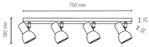 Spot-Light 2224474 - Bodové svítidlo SVENDA 4xE27/60W/230V dub