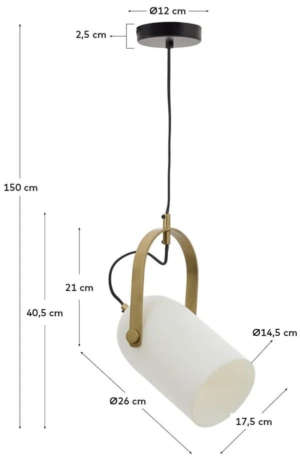 Bílé závěsné svítidlo se skleněným stínidlem ø 14 cm Reisy – Kave Home