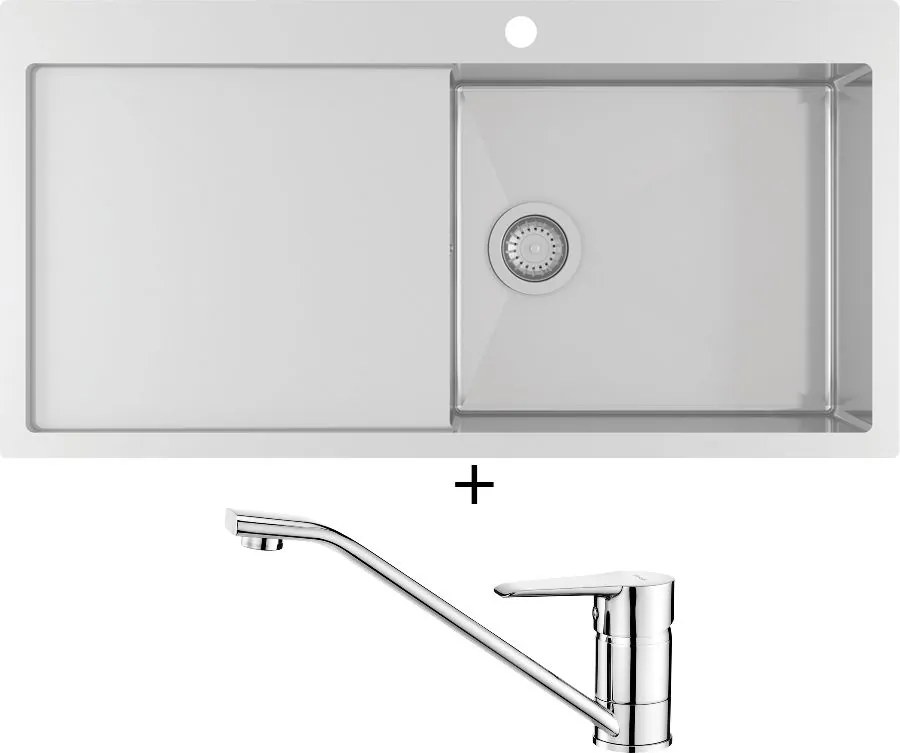 SET Aquastone ELEGANT 150-47/L nerez kartáčovaný + Deante CORIO BFC 060M chrom