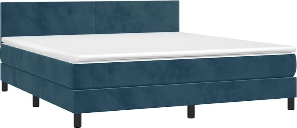 Box spring postel s matrací tmavě modrá 160x200 cm samet 3141195