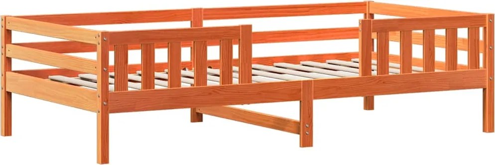 Postel a lavice se střechou voskově hnědá 75 x 190 cm borovice 3282185