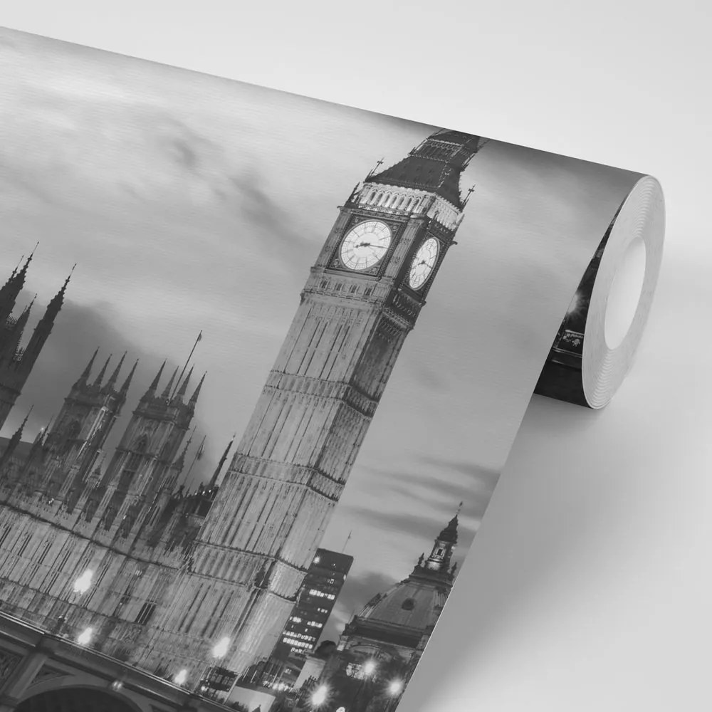 Fototapeta noční černobílý Big Ben v Londýně