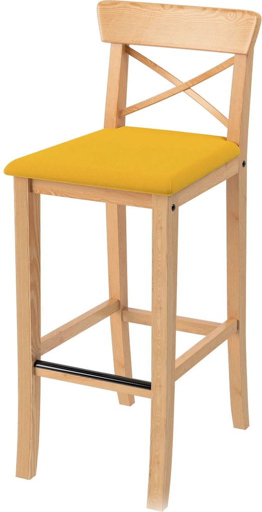 Potah na barovou židli Ingolf s čalouněným sedákem barva žlutá látka sametová