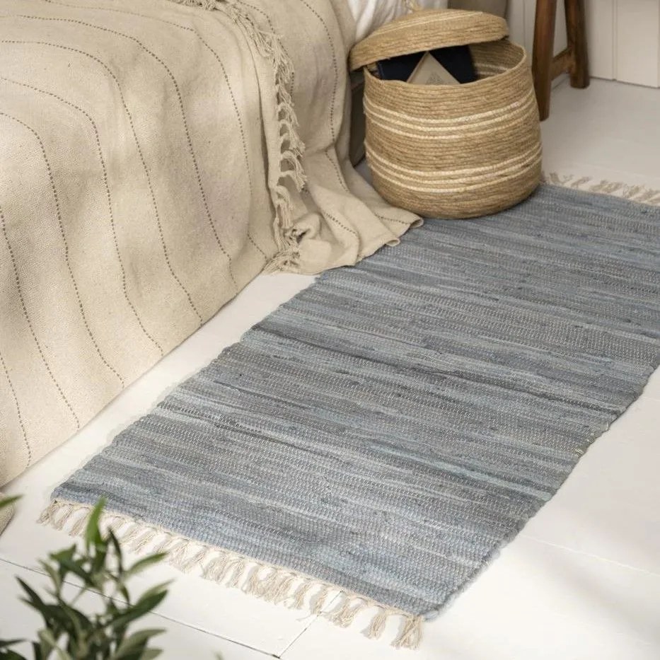 IB LAURSEN Bavlněný koberec Floor Runner Blue 60 × 120 cm, modrá barva, textil