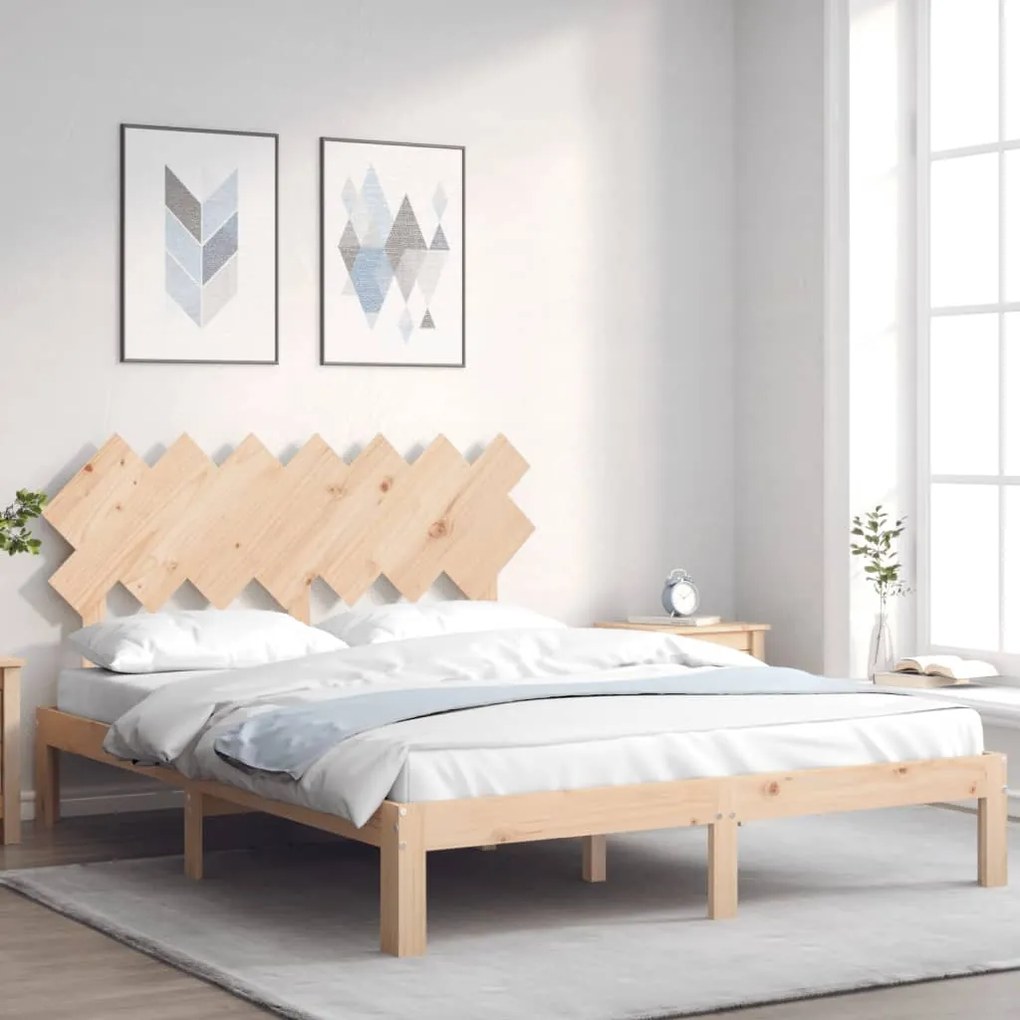 Rám postele s čelem 140 x 200 cm masivní dřevo,  3193726