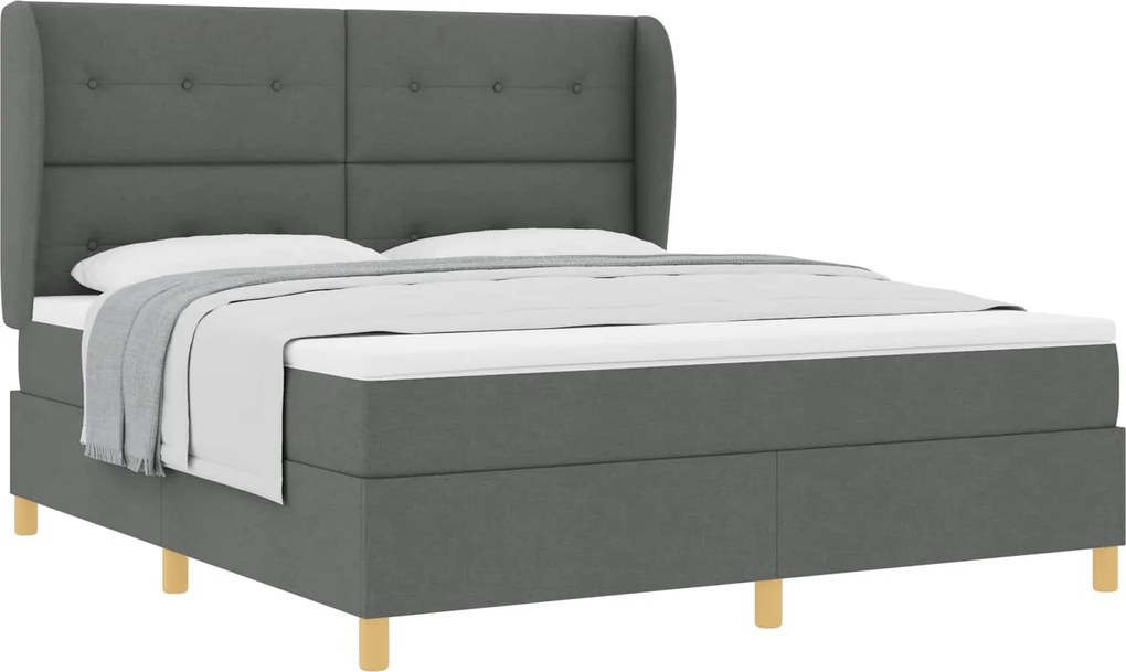 Postel s boxspringem s čelo Tmavě šedá 200 x 180 cm textil 3340768