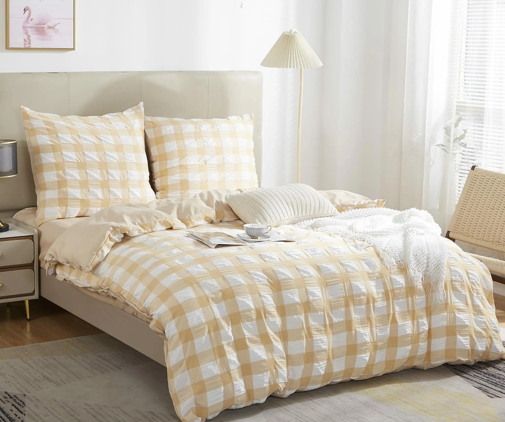 Spod Igły i Nitki Ložní prádlo z mikrovlákna 160x200 Creasy cream check crease I24