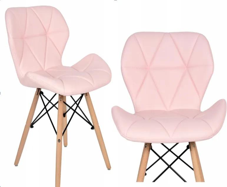 Jídelní židle EKO růžové 4 ks - skandinávský styl