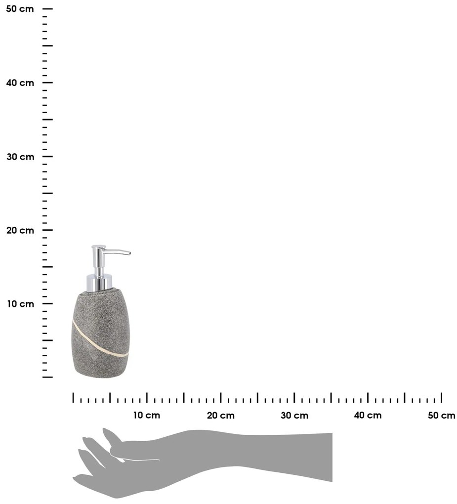 Dávkovač mýdla Caldarela, šedá/s chromovými prvky, 240 ml