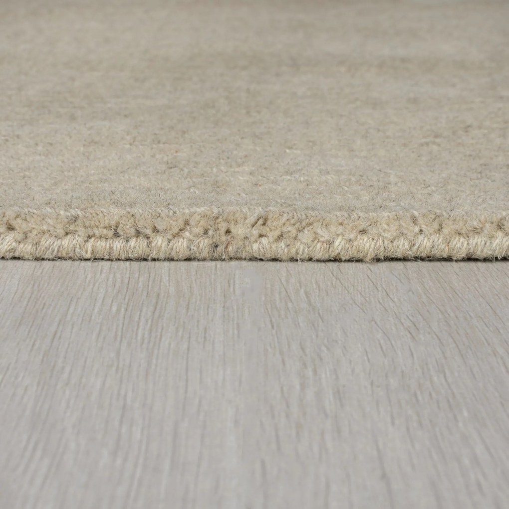 Flair Rugs, Kusový ručně tkaný koberec Tuscany Textured Wool Border Natural, 160x230, béžová, ložnice