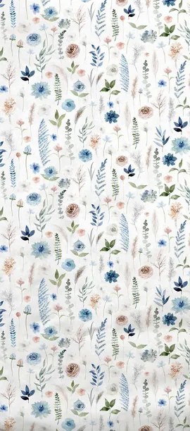 Zbytek bavlněné látky PERKÁL - Boho zahrada modrá 60 x 160 cm