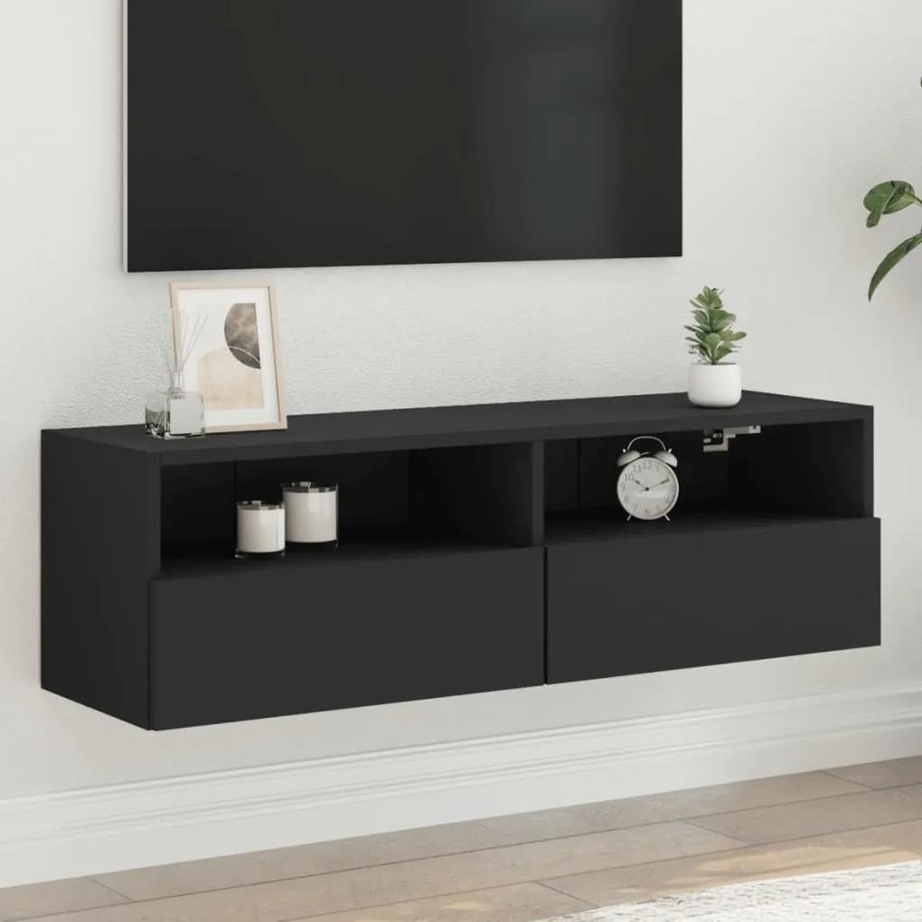 Nástěnná TV skříňka černá 100 x 30 x 30 cm kompozitní dřevo - Default Title