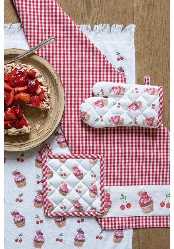 Bavlněná podložka pod nádobí pro děti Cherry Cupcake – 16x16 cm