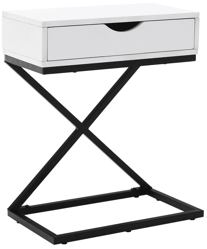 Příruční - noční stolek VIRED MDF fólie bílá, kov černý lak