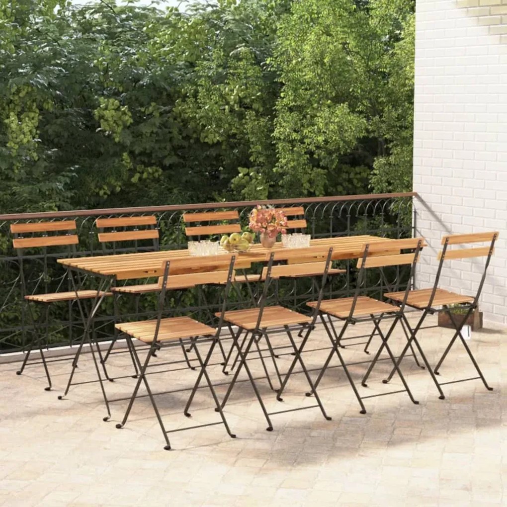 Skládací židle 8 ks, masivní dřevo, teak a ocel 3152111