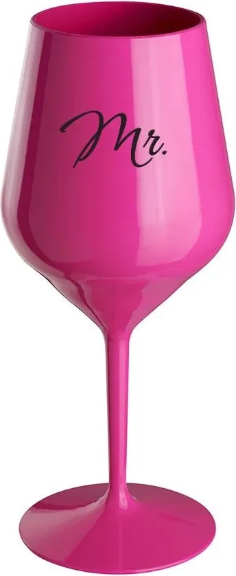 MR. - růžová nerozbitná sklenice na víno 470 ml