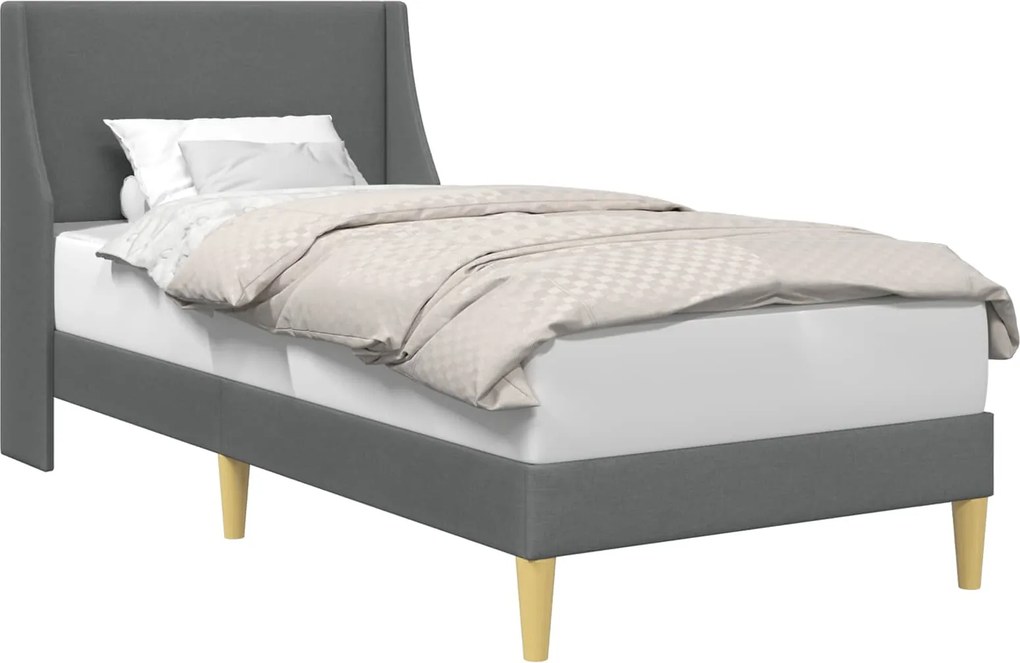 Rám postele s čelo Tmavě šedá 90 x 190 cm Textil 3414660