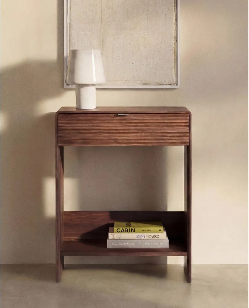 Komoda v dekoru ořechu v tmavě přírodní barvě 60x81x37 cm Norlen – Kave Home