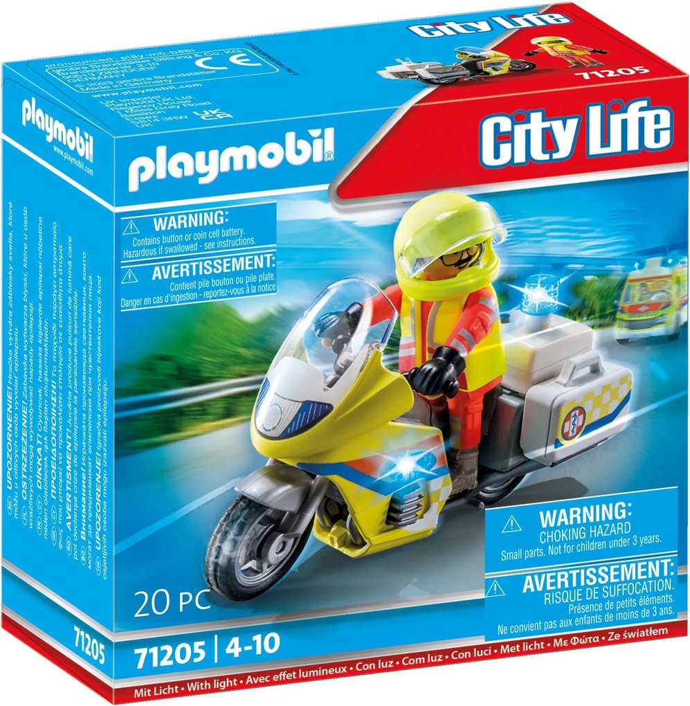 Stavebnice playmobil 71205 záchranný motocykl s blikajícím světlem