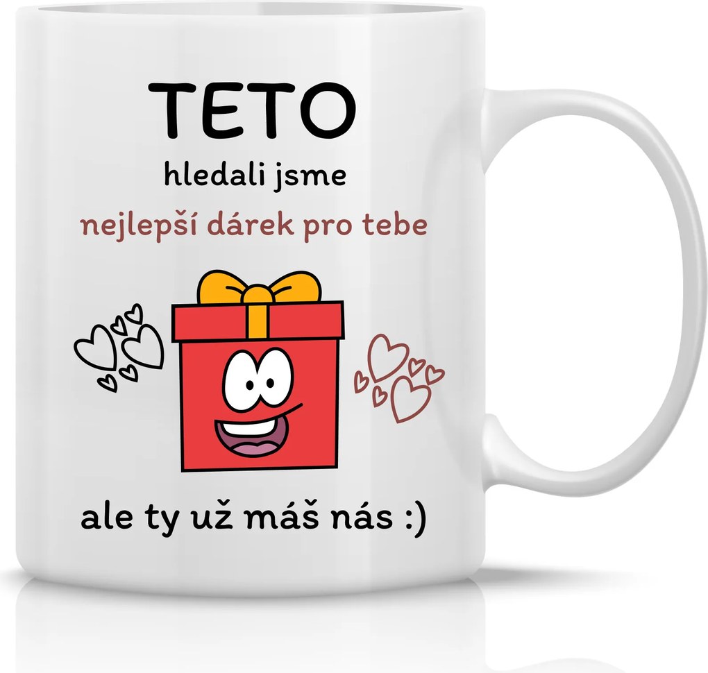 NEJLEPŠÍ DÁREK PRO TETU - klasický bílý keramický hrníček 300 ml