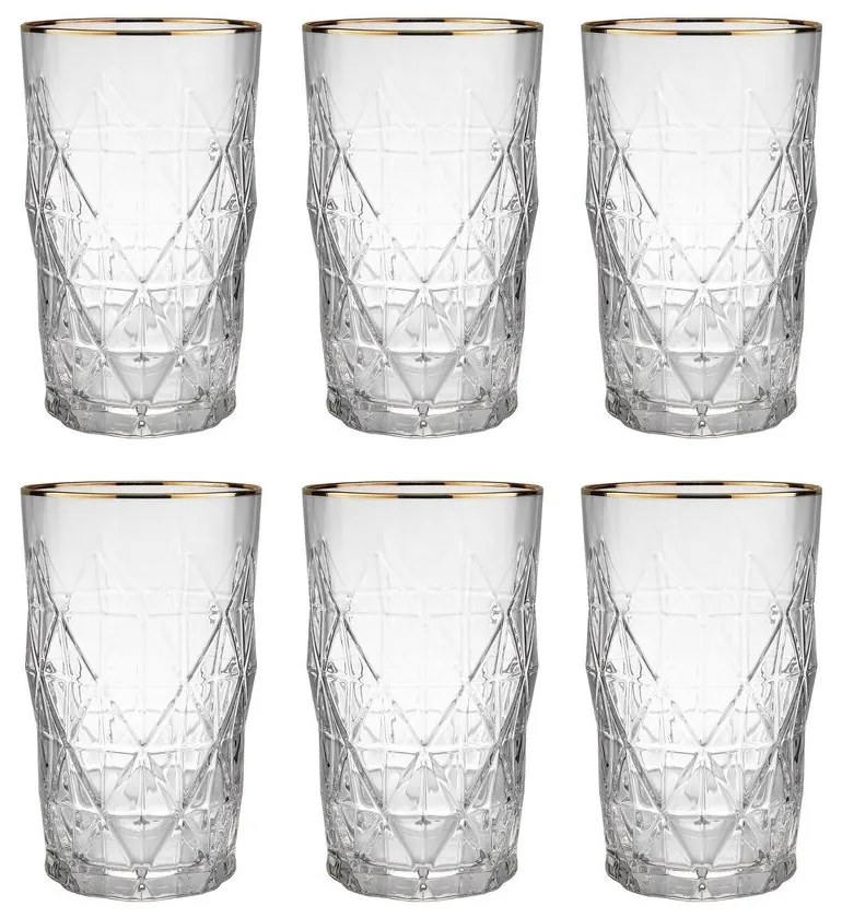 UPSCALE Sklenice na long drink se zlatým okrajem 460 ml - 6 ks