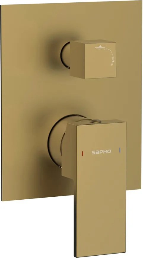Sapho CUBEMIX podomítková sprchová baterie 2 výstupy zlato mat CM042GB