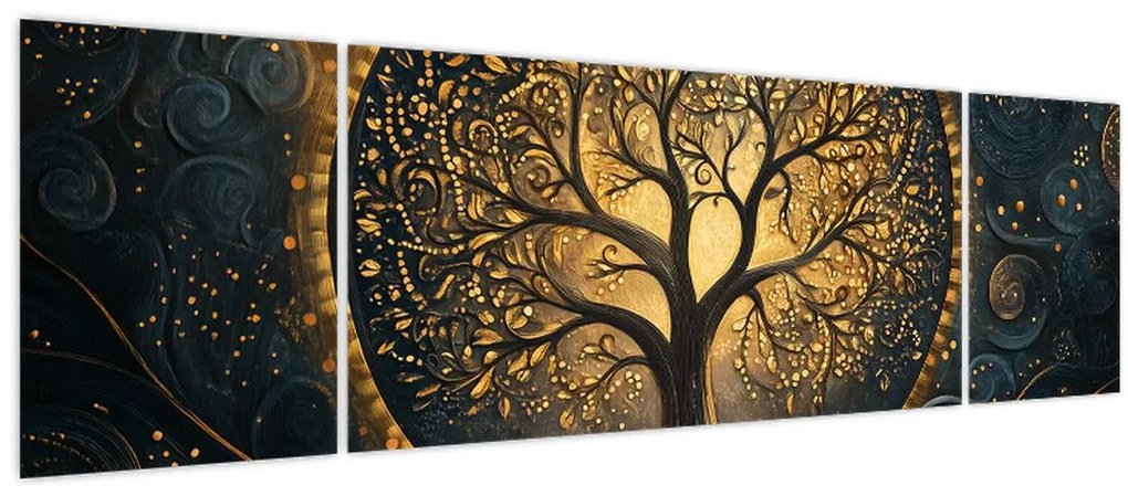 Obraz - Strom se zlatou aurou (170x50 cm)