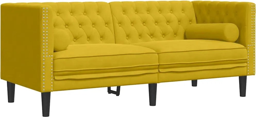 3dílná sedací souprava Chesterfield s podhlavníky žlutá samet 3209287