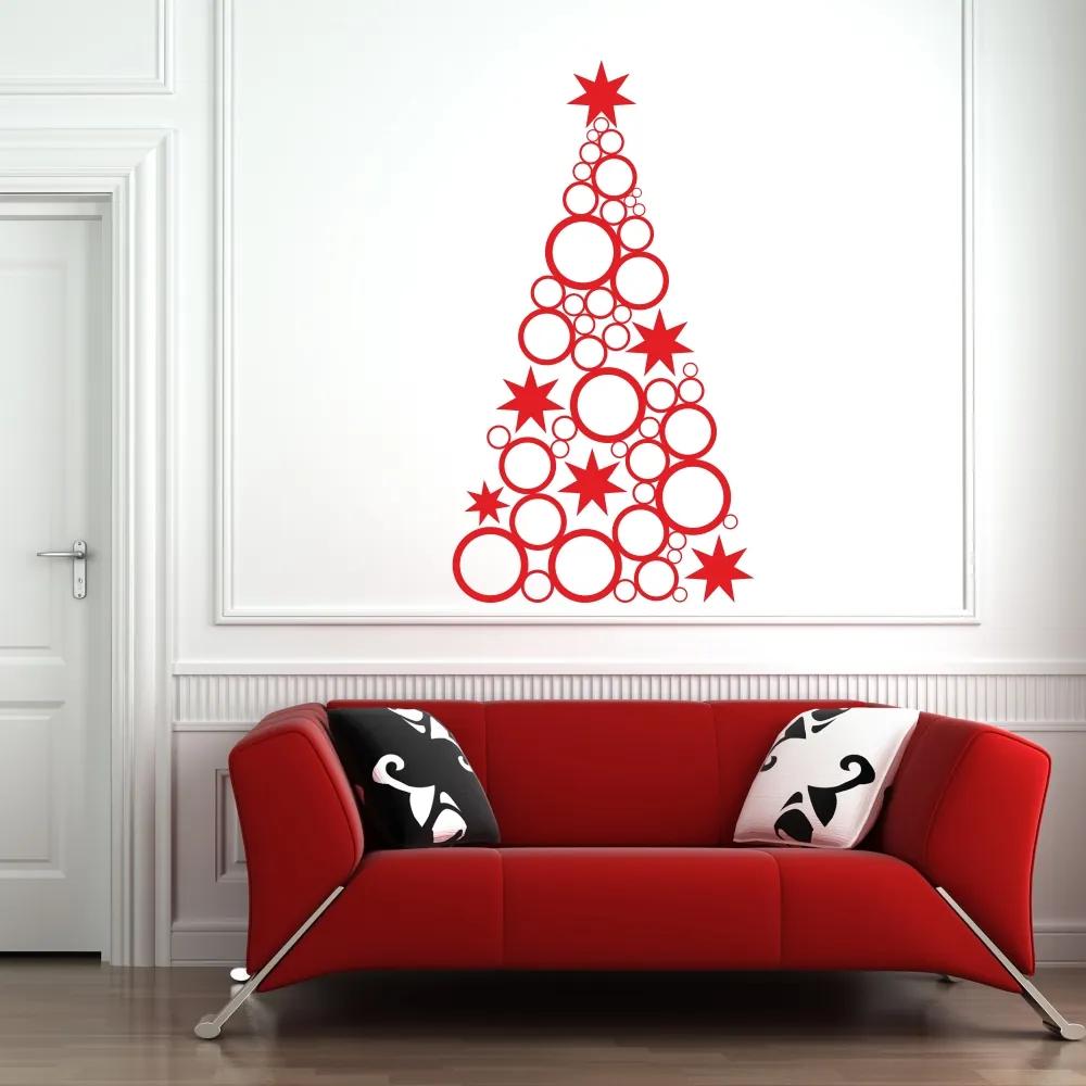 WALLVINIL Samolepky na zeď - Vánoční strom modern Barva: Červená, Velikost: 100x55 cm