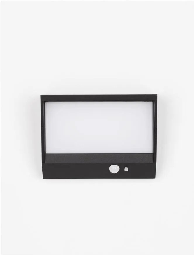 NV 9492540 Venkovní nástěnné svítidlo VALOR antracitový hliník a matný akryl LED 2W 3000K 3.7V 86st. IP65 vypínač na těle / solární / pohybové čidlo - NOVA LUCE