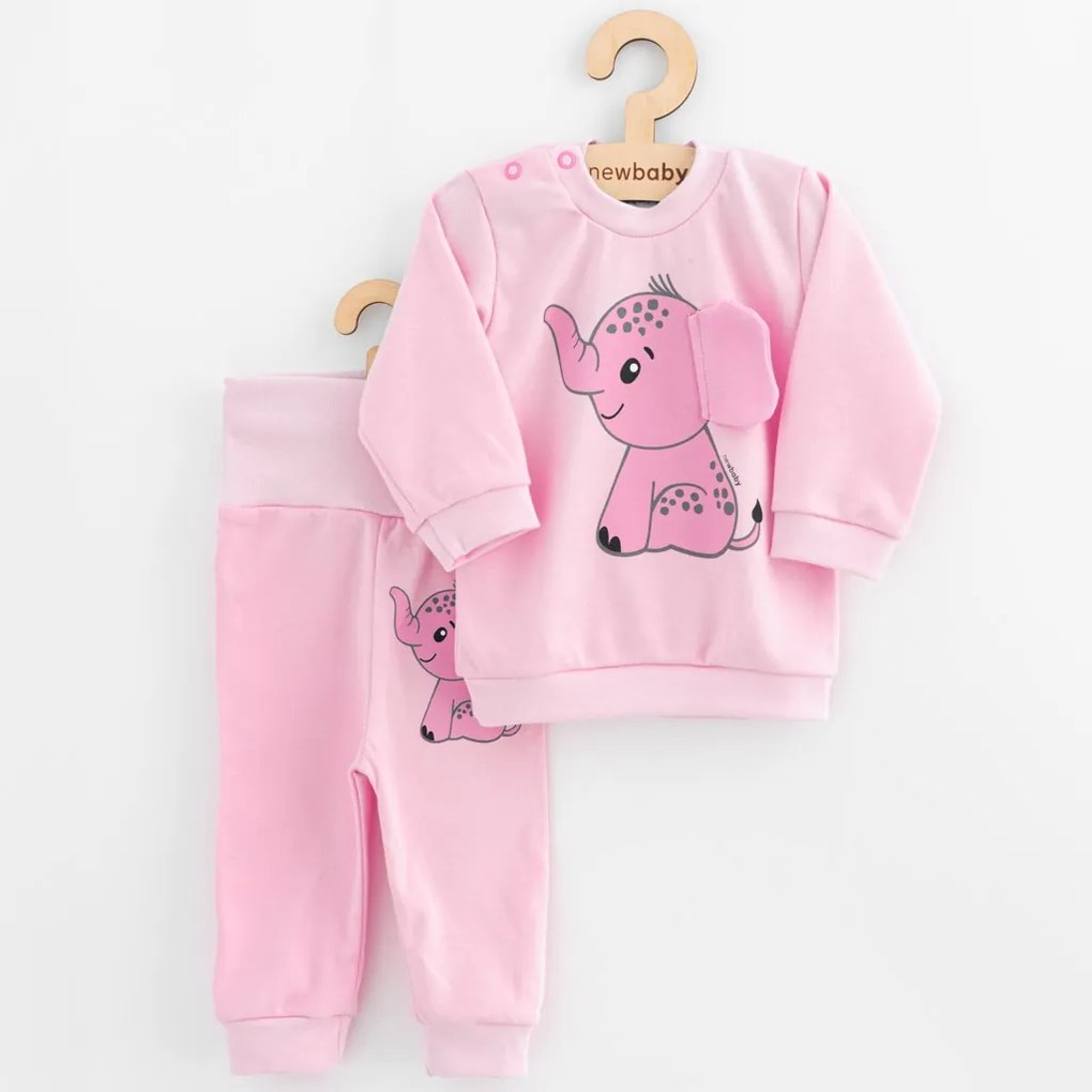 Kojenecká souprava tričko a tepláčky New Baby Happy Elephant pink Barva: Růžová, Velikost: 86 (12-18m)